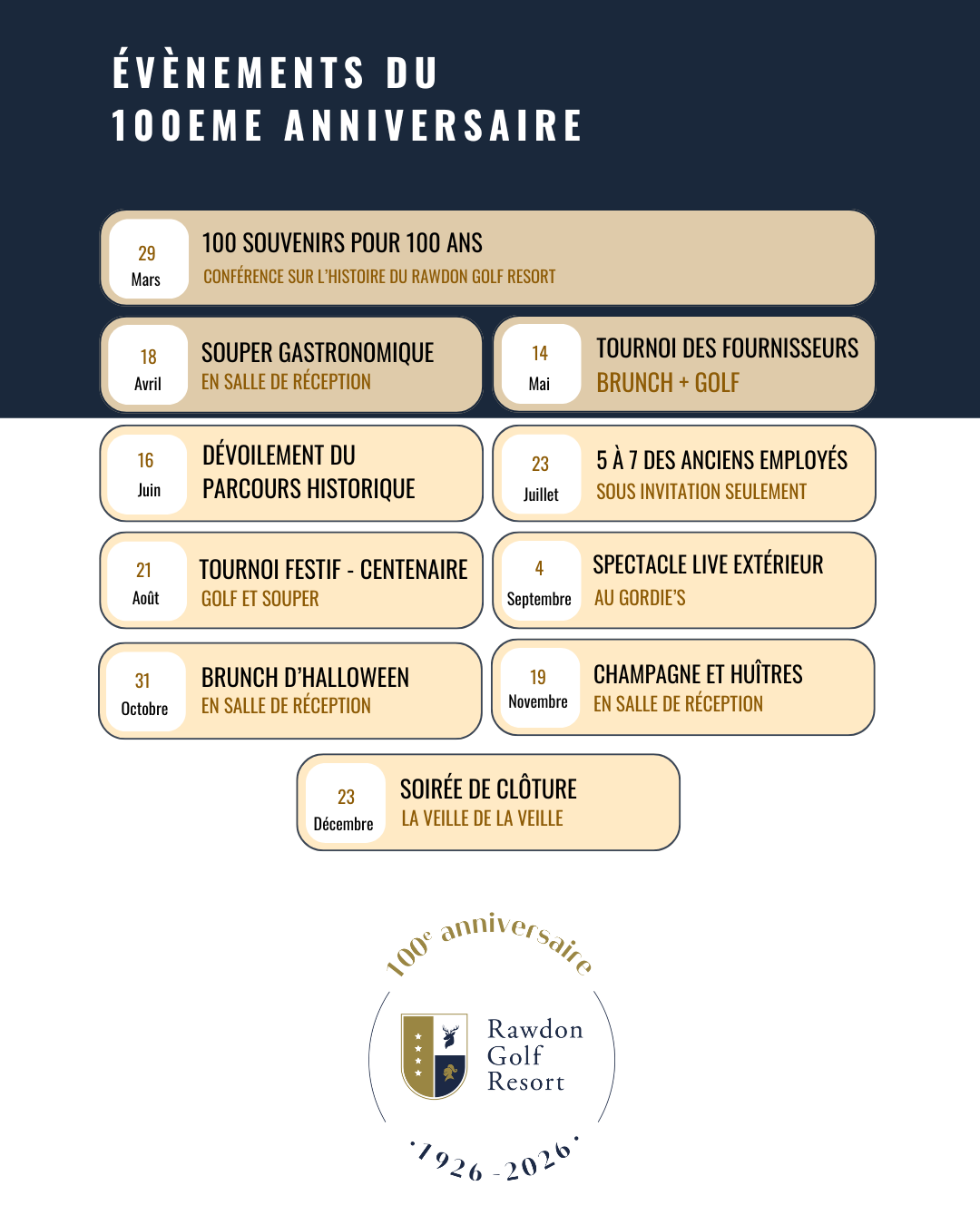 100th Anniversary Event Calendar | News